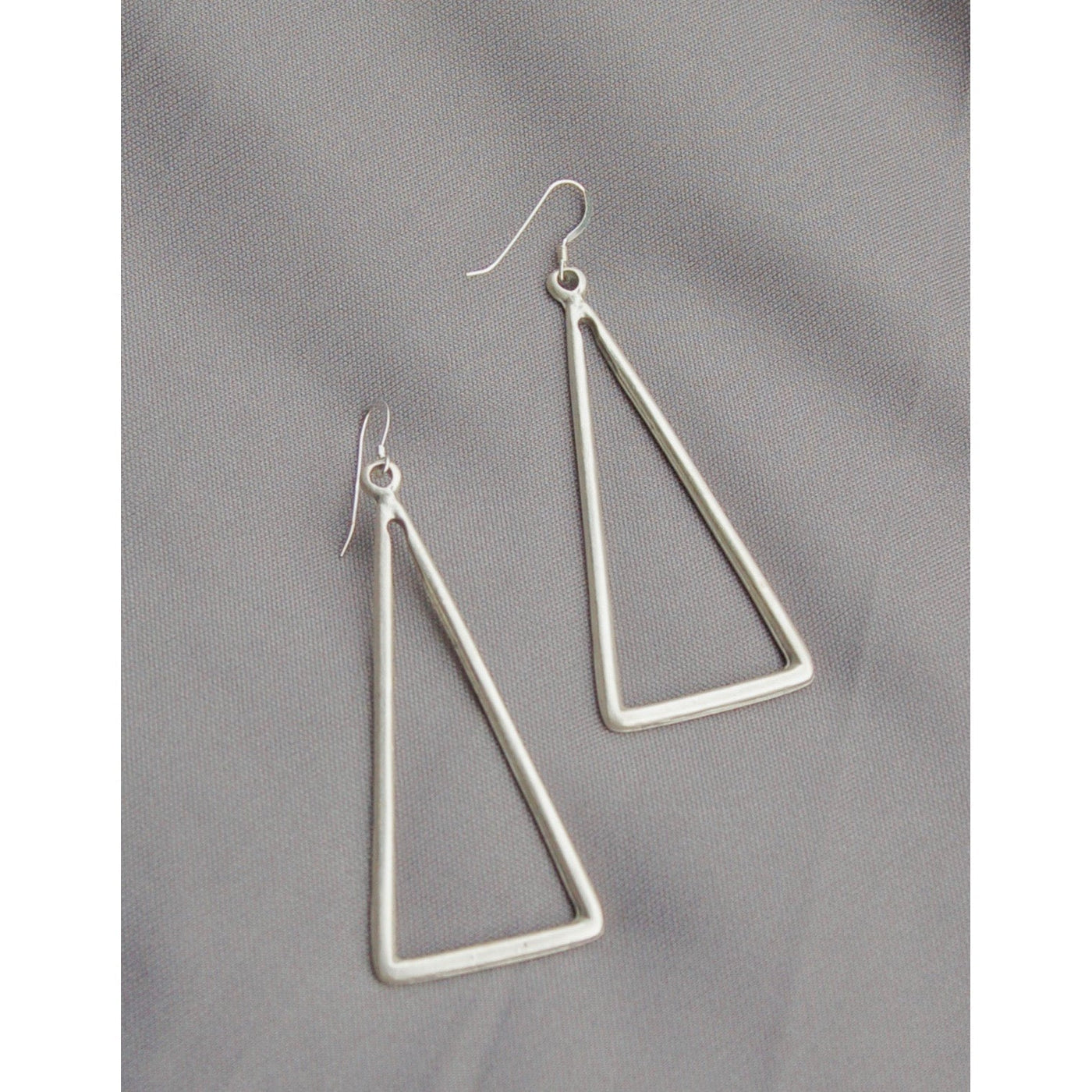 Silver triangle earrings store